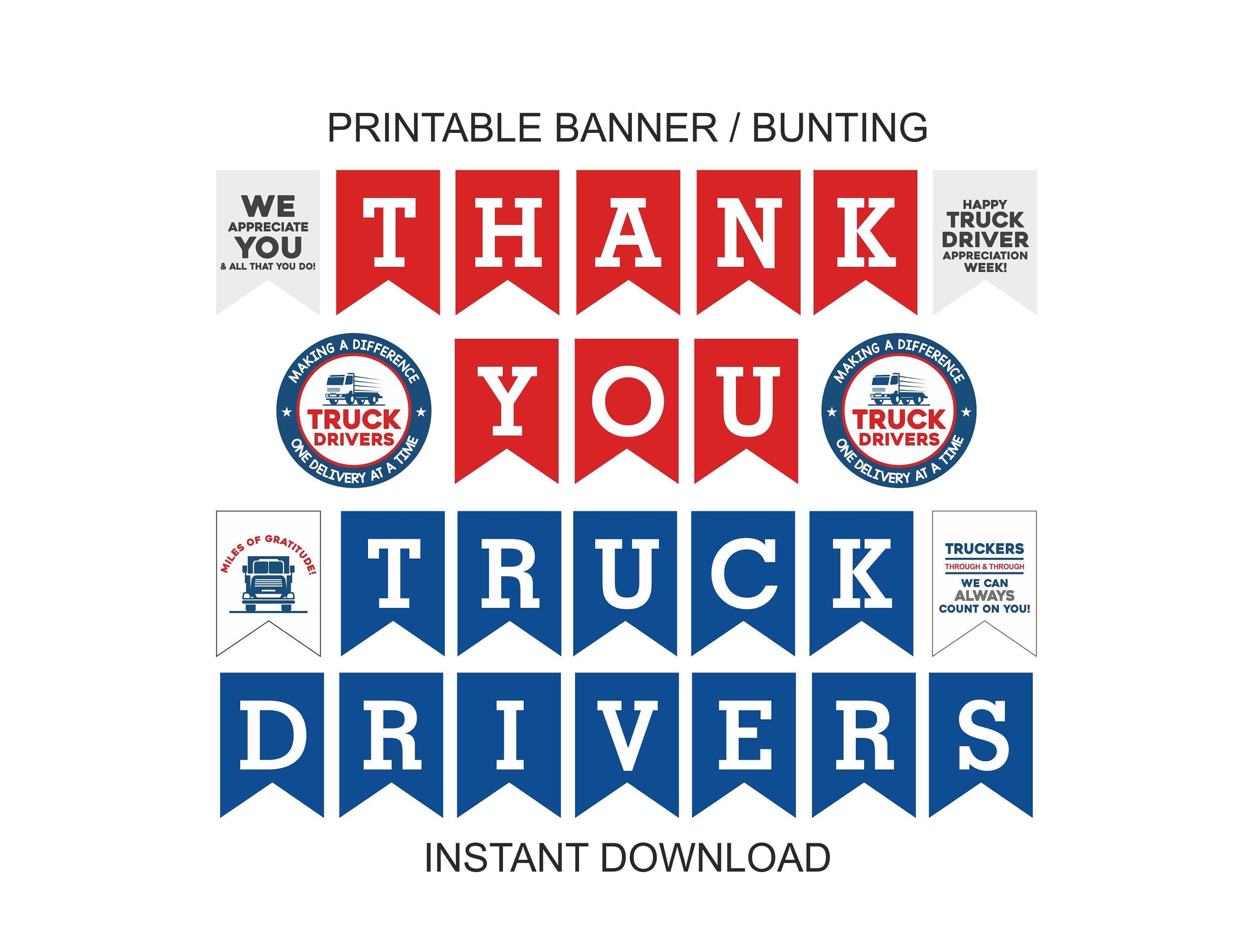 Thank You Truck Drivers Banner Printable / Truck Driver Appreciation ...