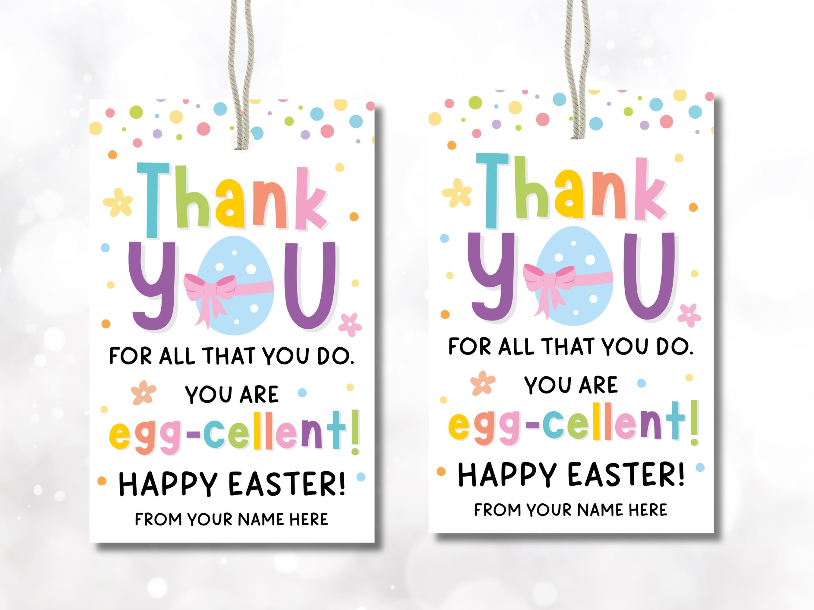 Easter Thank You Tags Printable / Easter Thank You Gift Tags / Easter ...