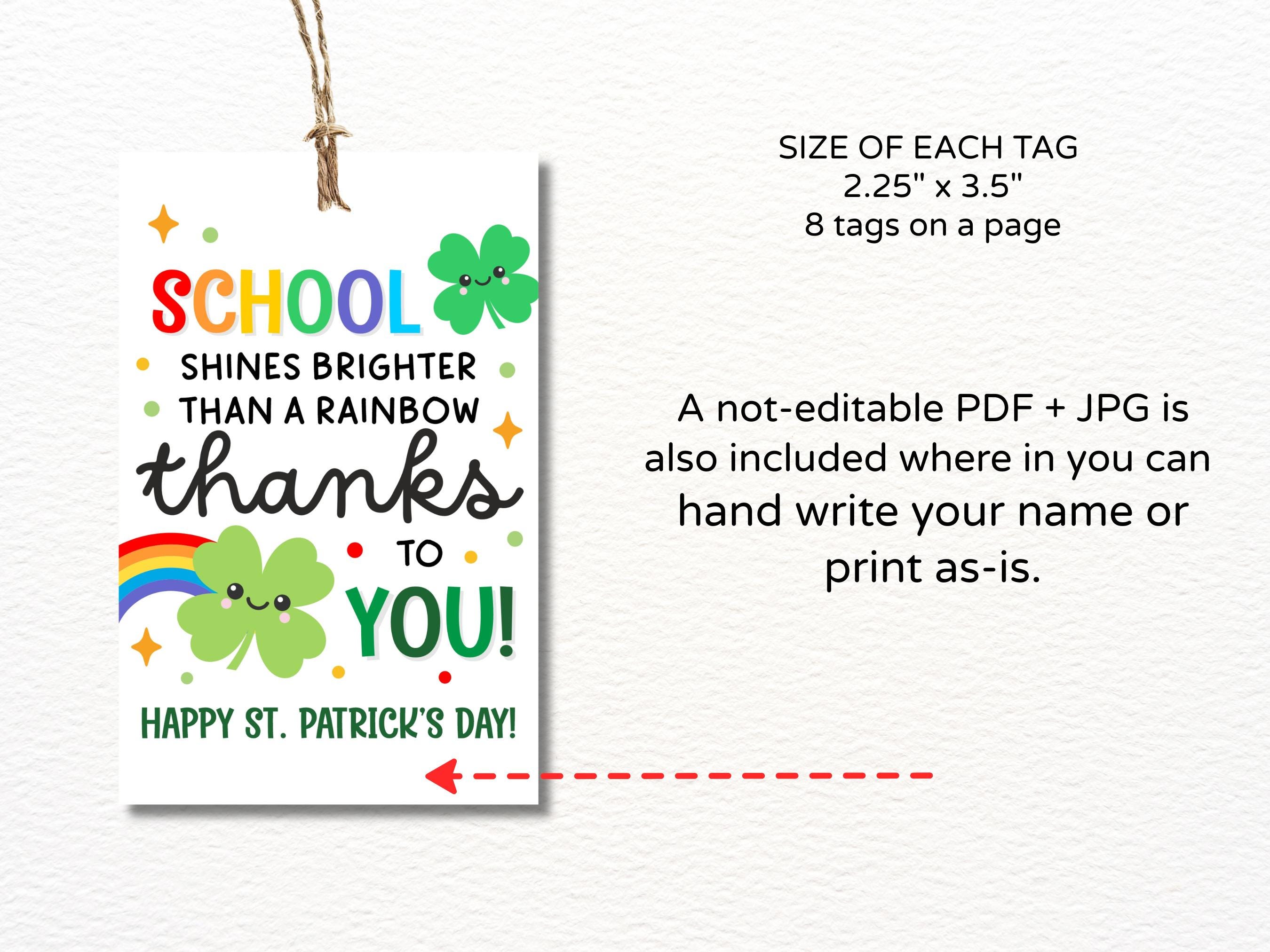 St. Patrick's Day Teachers and Staff Appreciation Tag / St. Patricks ...