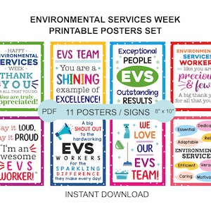 EVS Week Posters Printable / Environmental Services Week Signs Set of ...