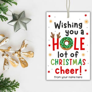 Donut Christmas Tags Printable / Hole Lot of Holiday Cheer / Christmas ...
