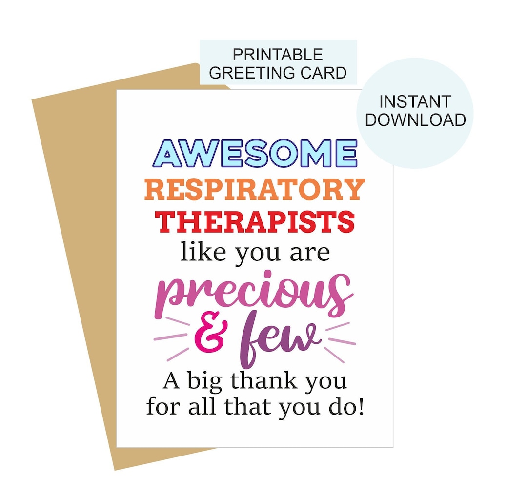 Respiratory Therapist Card Printable / Respiratory Care Week Card / RT Card / Respiratory ...