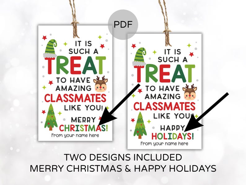 Christmas Classmate Gift Tags Printable / Christmas Class Tag ...