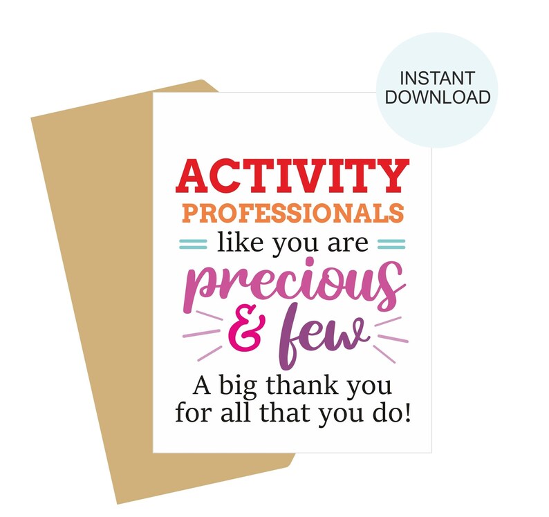 Activity Professional Card Printable / Activity Professional - Etsy