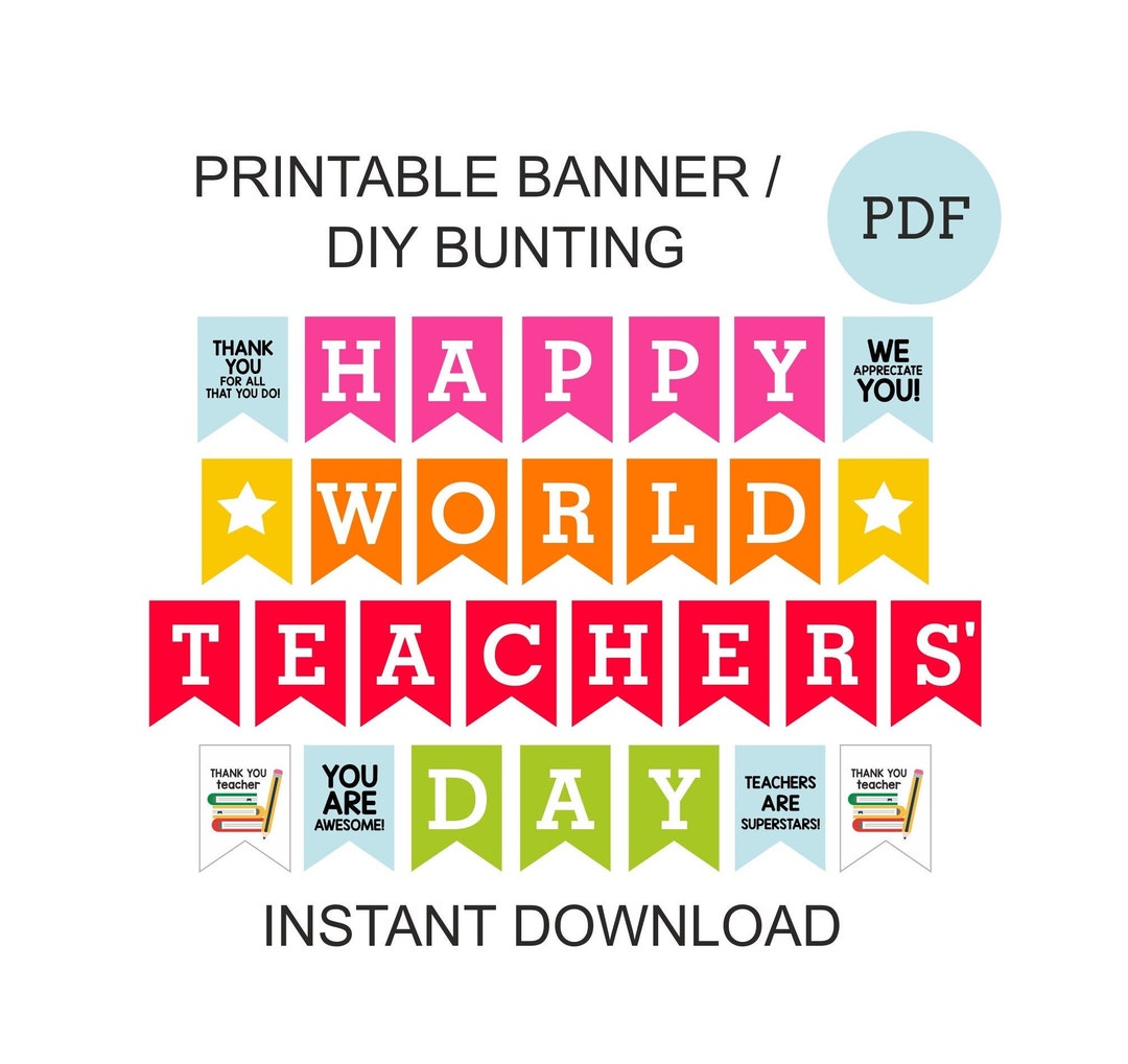 World Teachers Day Banner Printable / World Teacher Day Banner / World ...