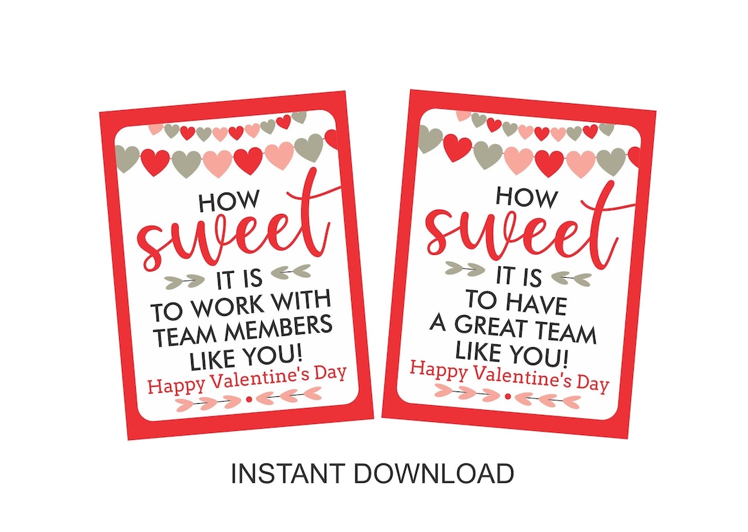 Valentine Team Appreciation Tags / Printable Valentine Team Tags ...