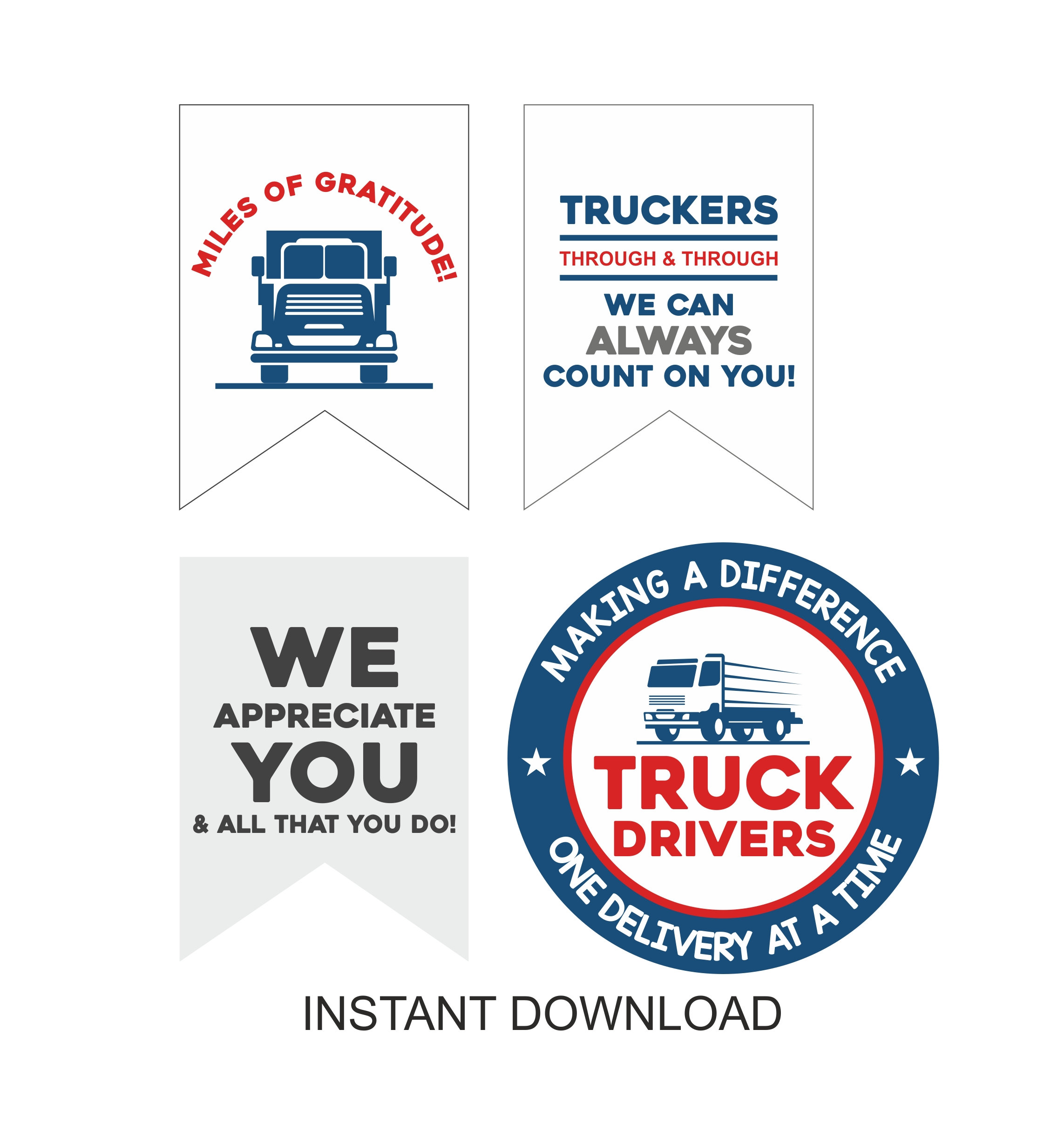 Thank You Truck Drivers Banner Printable / Truck Driver Appreciation ...