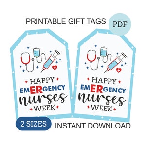 Emergency Nurses Week Tag Printable / ER Nurse Week Tag / Emergency ...