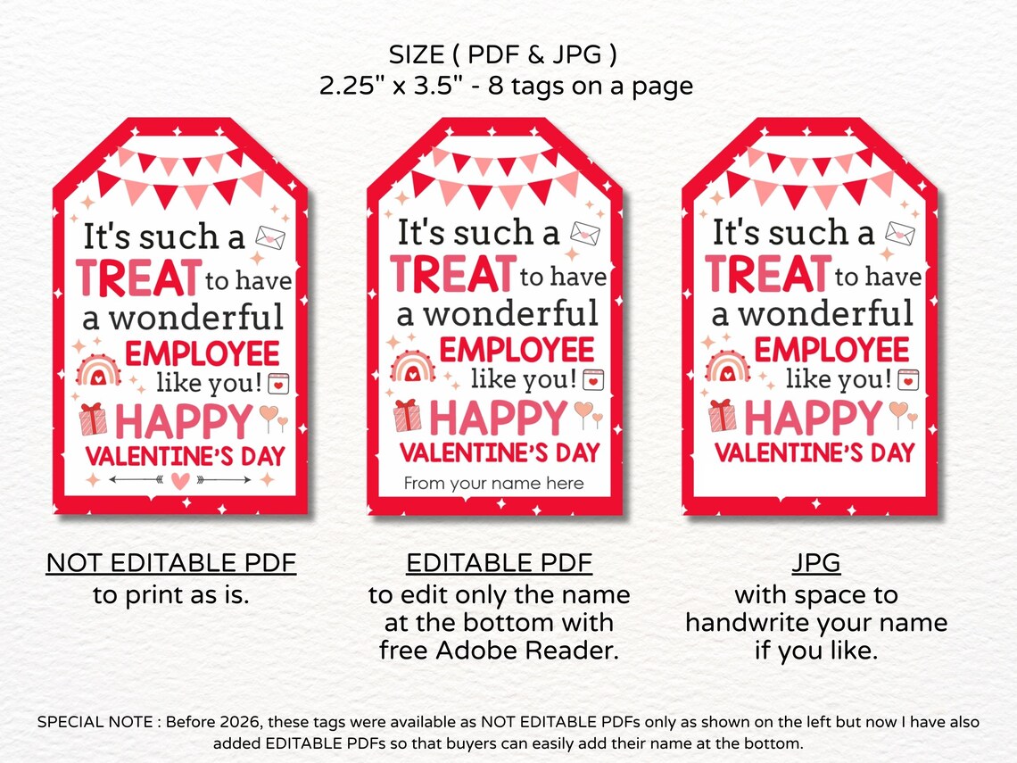 Valentine's Day Employee Gift Tag Printable / Valentine Employee Gifts ...