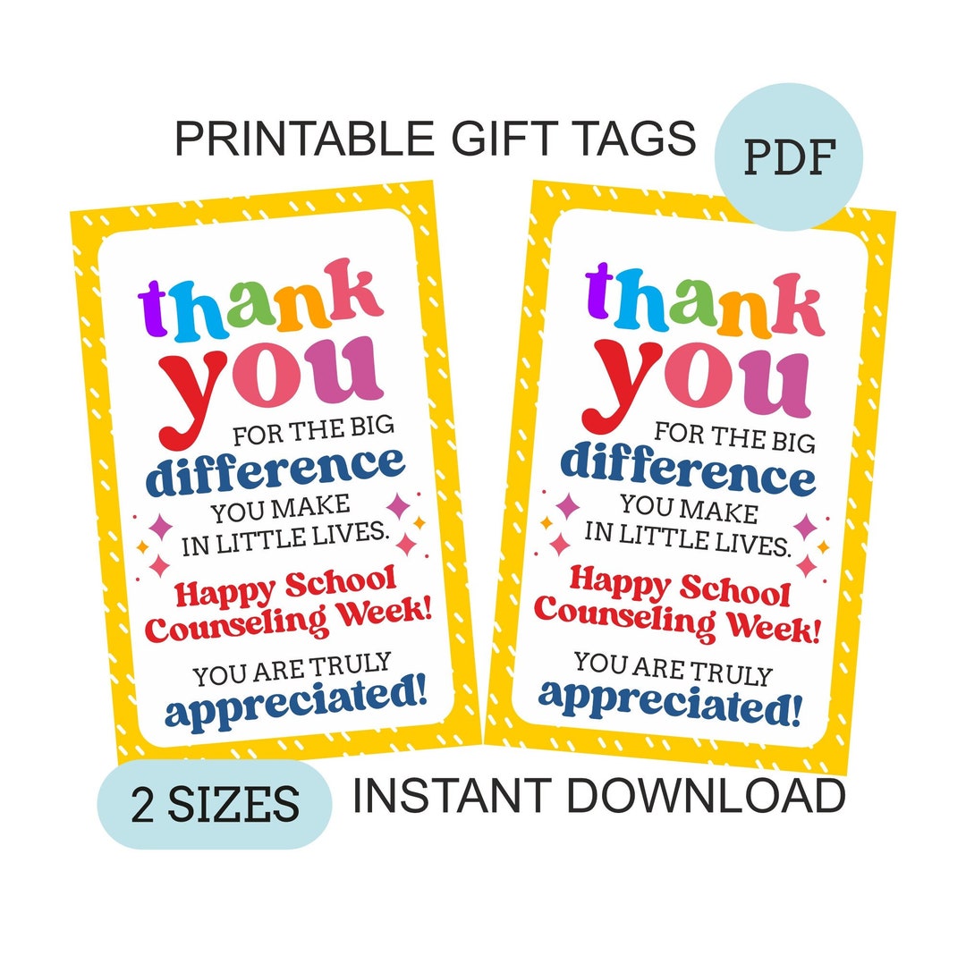 School Counselor Week Appreciation Tags Printable / School Counselor ...
