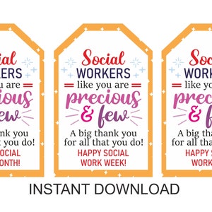 Social Worker Appreciation Gift Tags Printable / Social Worker Thank ...