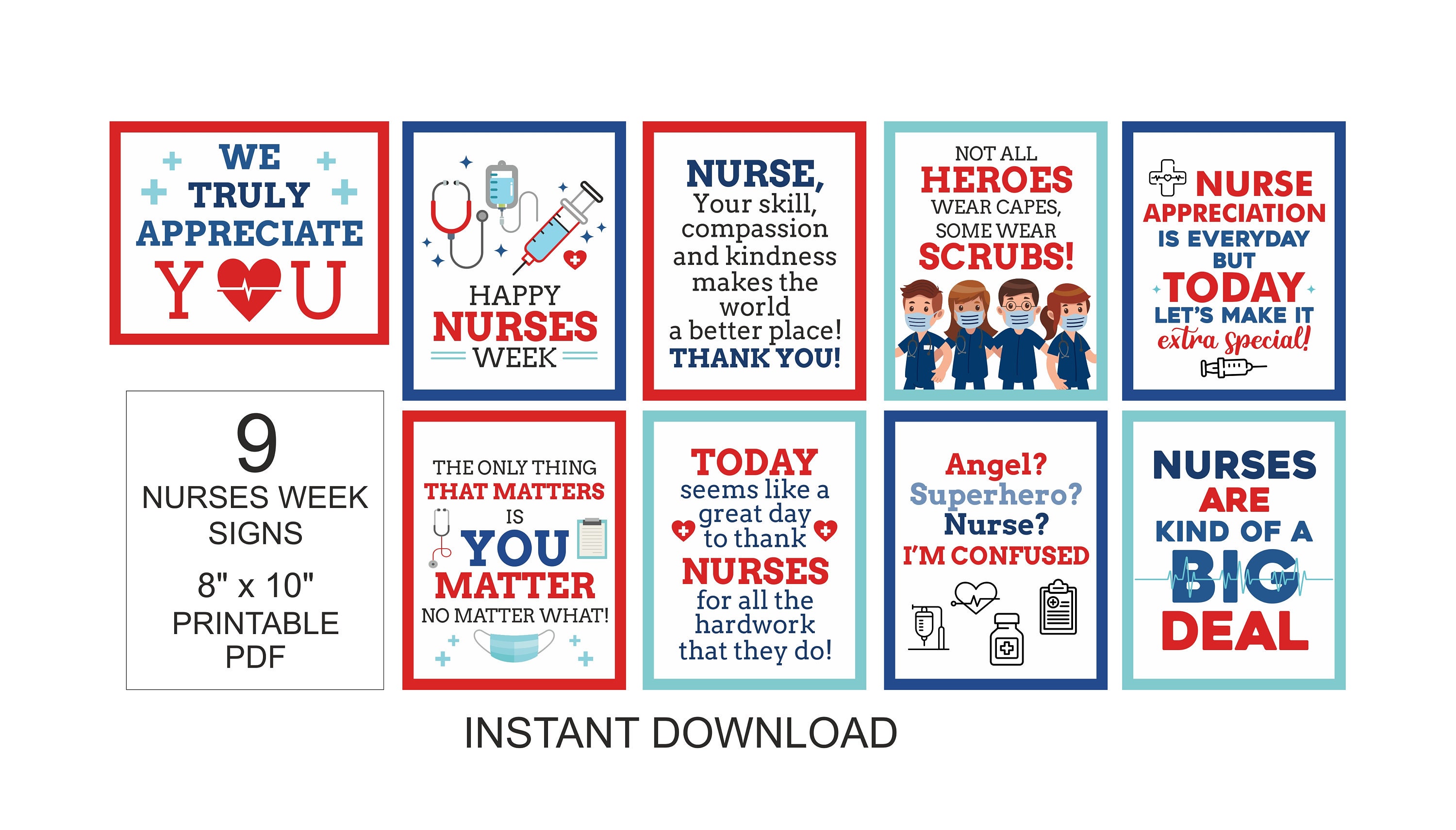 Nurses Week Sign Printable / Nurses Week Decor / 9 Nurse Week - Etsy UK