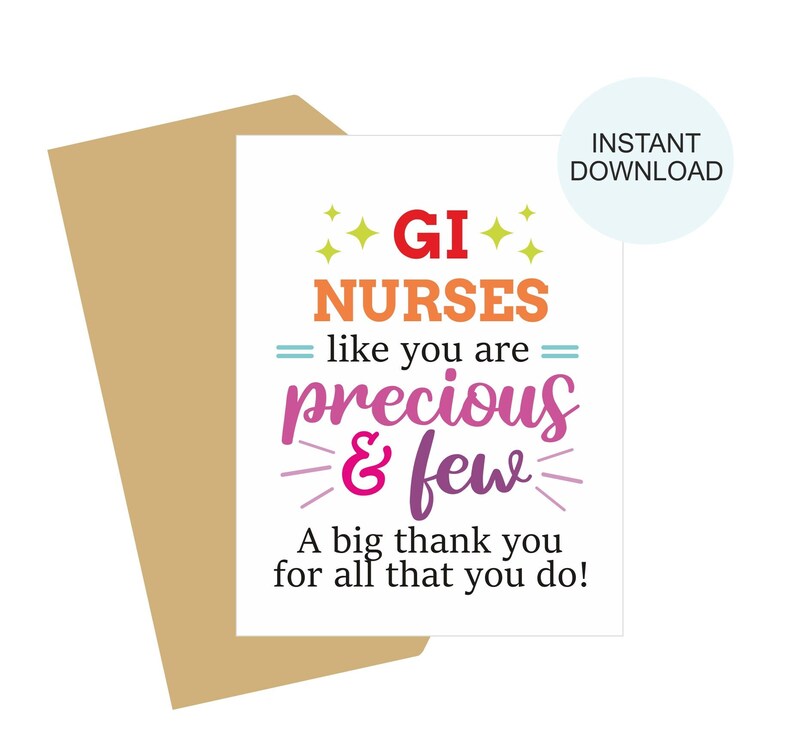 GI Nurse Card Printable / GI Nurse Thank You Card / GI Nurse - Etsy