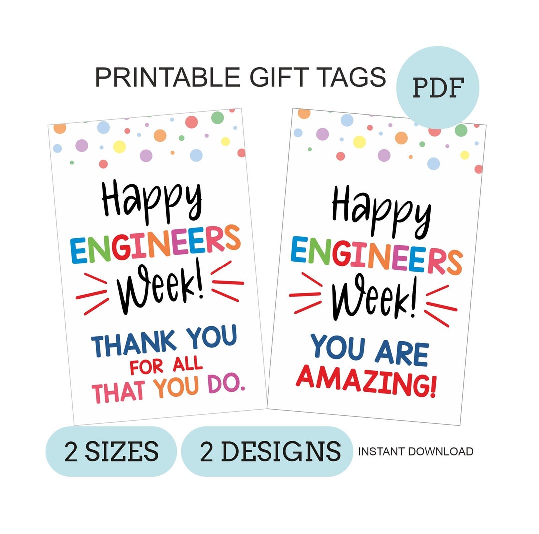 Engineers Week Tags Printable / Engineers Week Gift Tags / Engineer ...