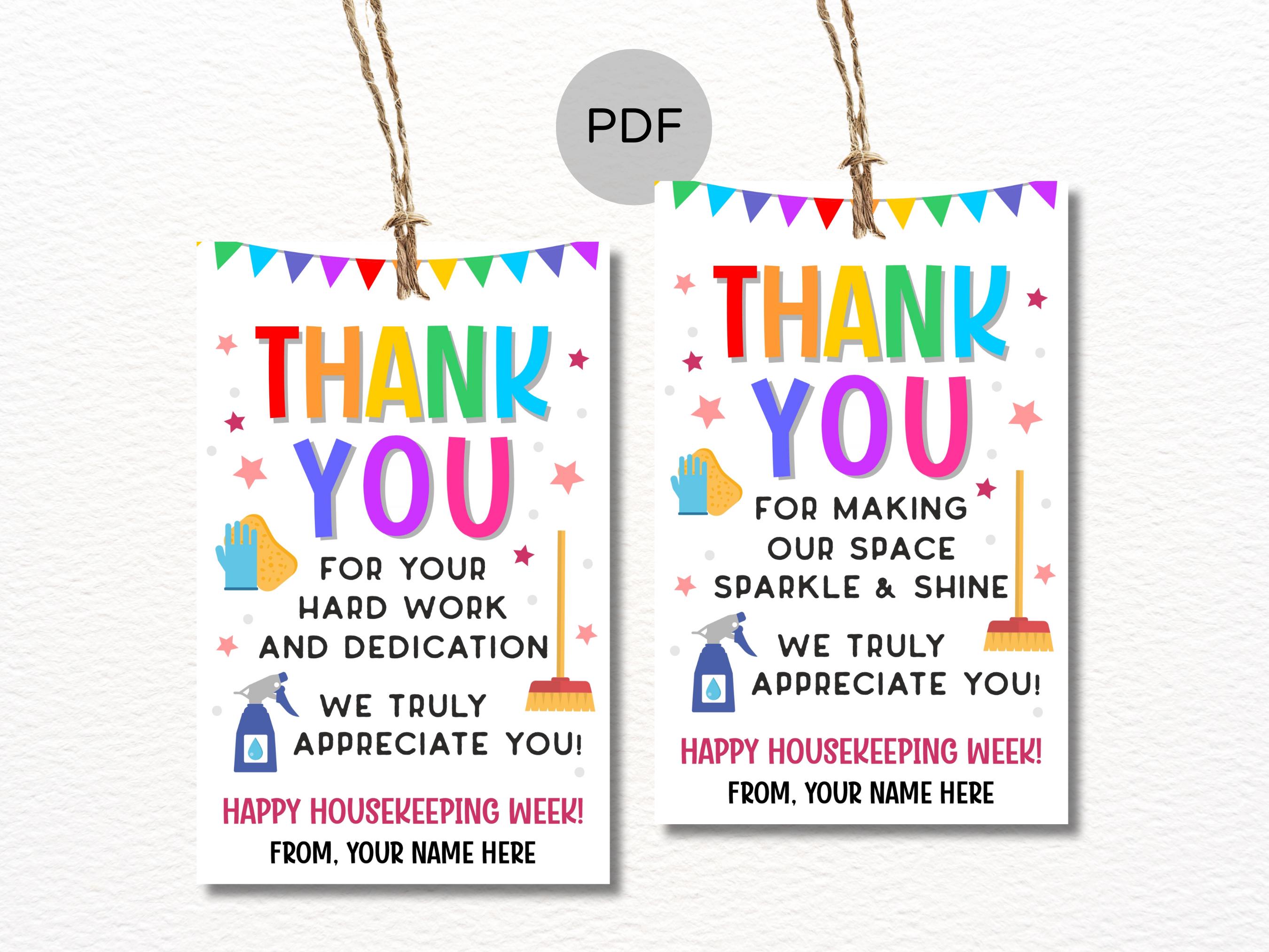 Housekeeping Week Tag Printable / Housekeeping Appreciation Week Tags ...
