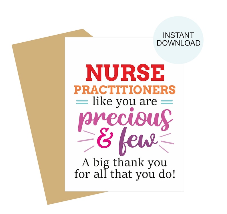 Nurse Practitioner Card Printable / Nurse Practitioner Appreciation Gift / Nurse Practitioner ...