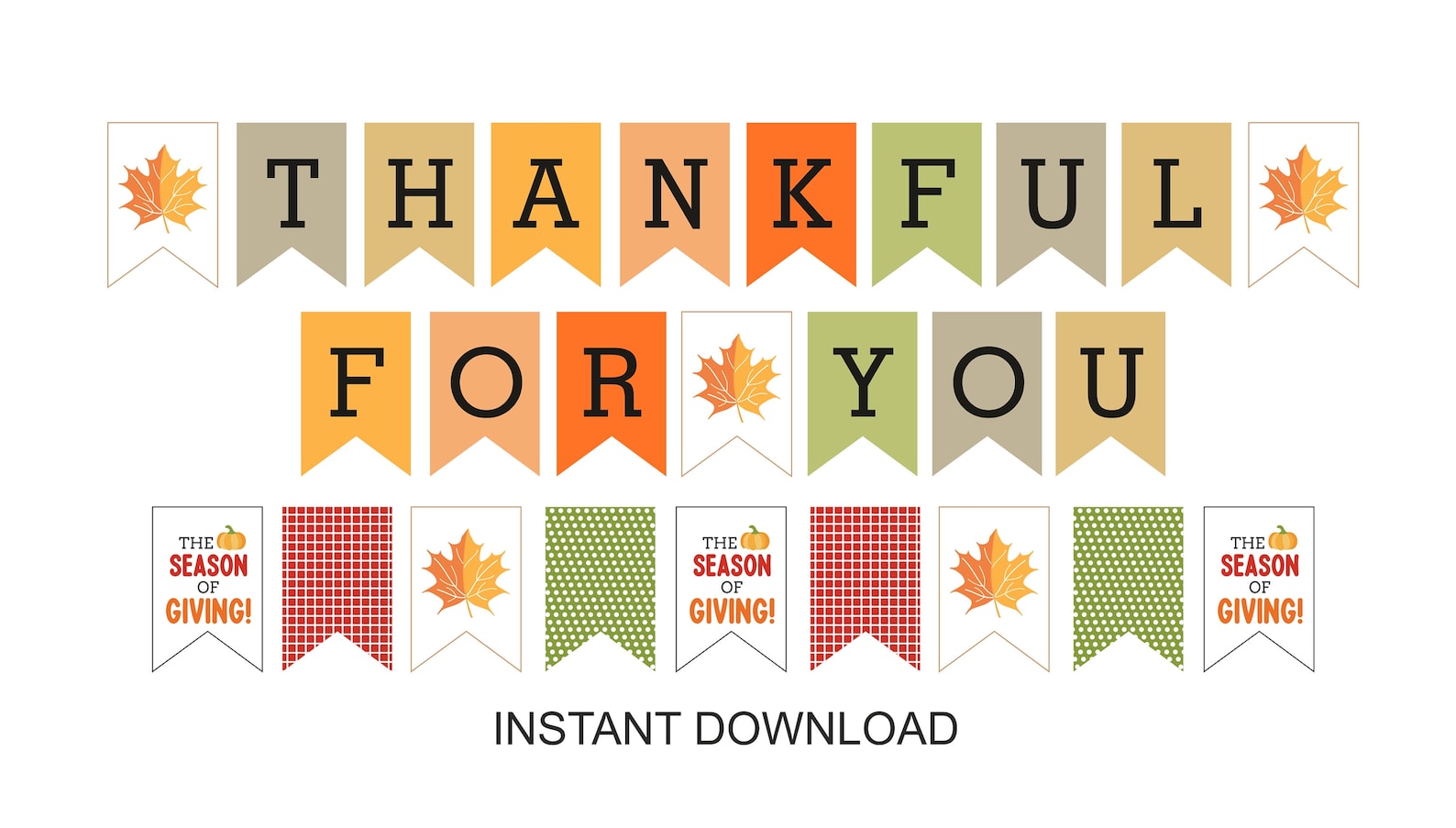 Thankful for You Banner Printable / Thankful Banner / Thankful Bunting ...