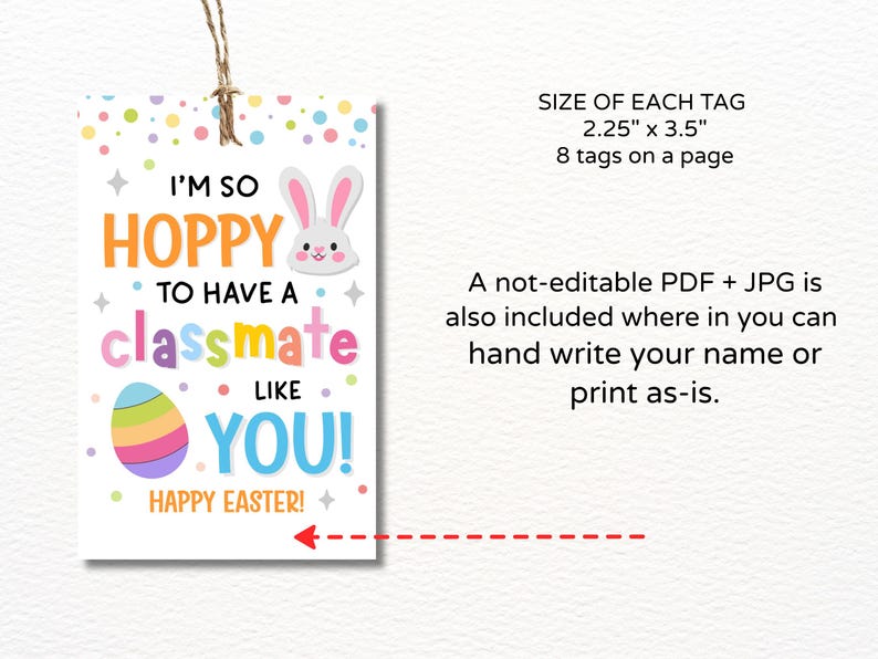 Easter Classmate Tags Printable / Easter Classmate Gift Tag / Hoppy to ...