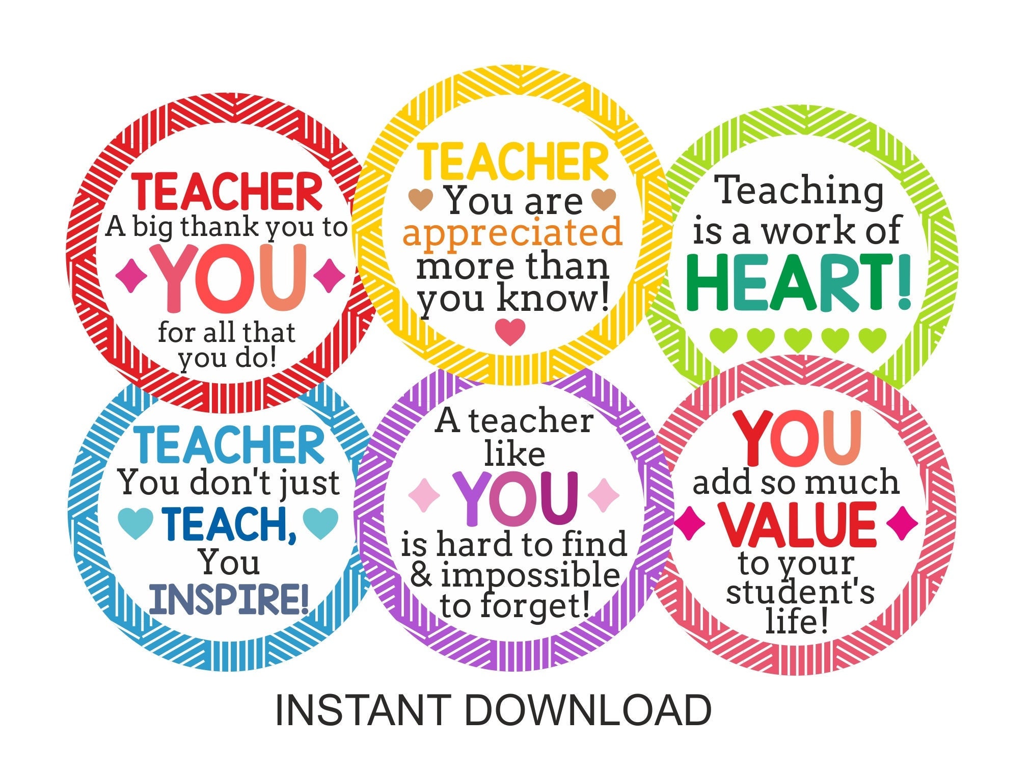 Teacher Appreciation Cupcake Toppers Printable Teacher Etsy