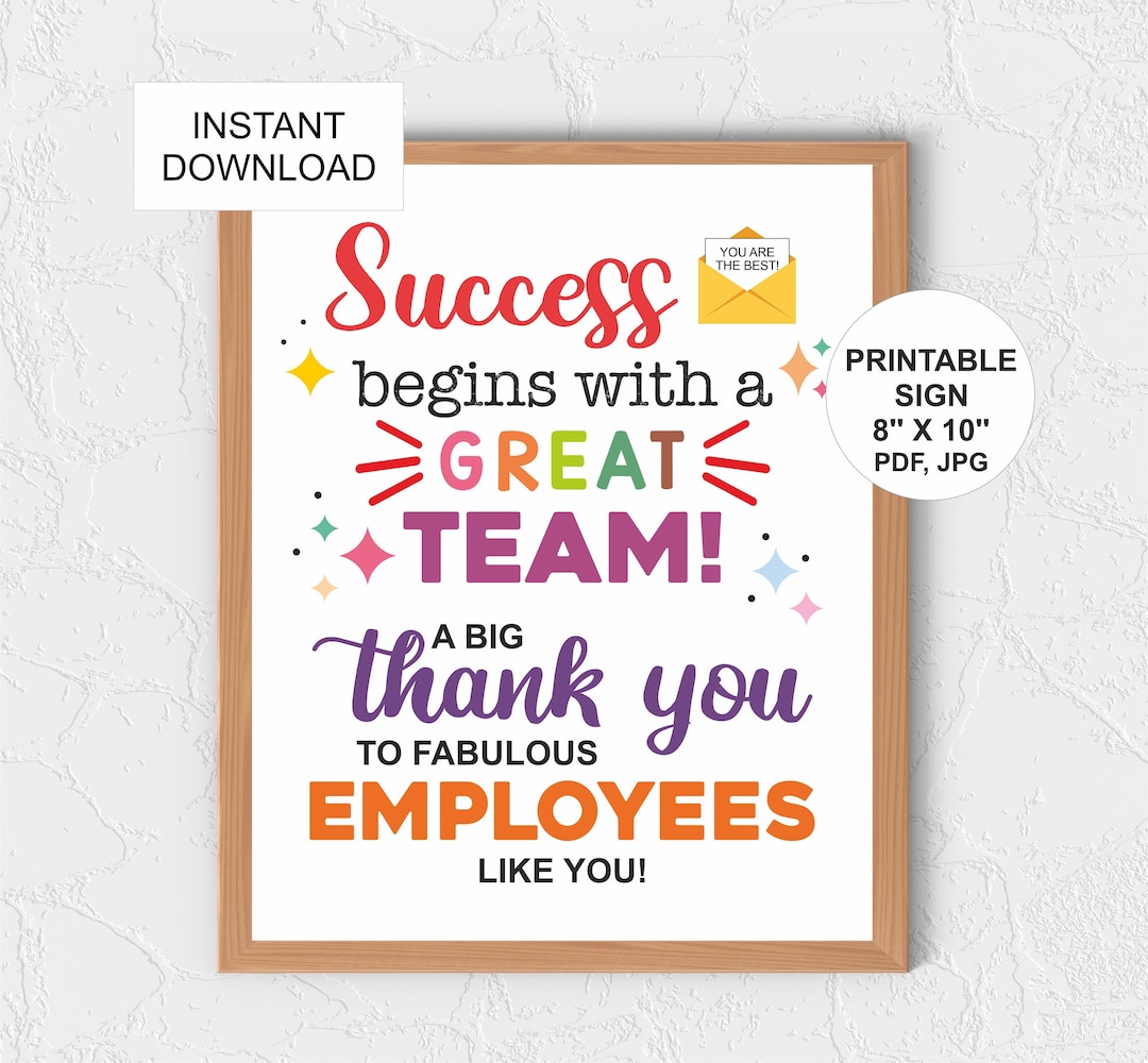 Employee Thank You Sign Printable / Employee Thank You Poster ...