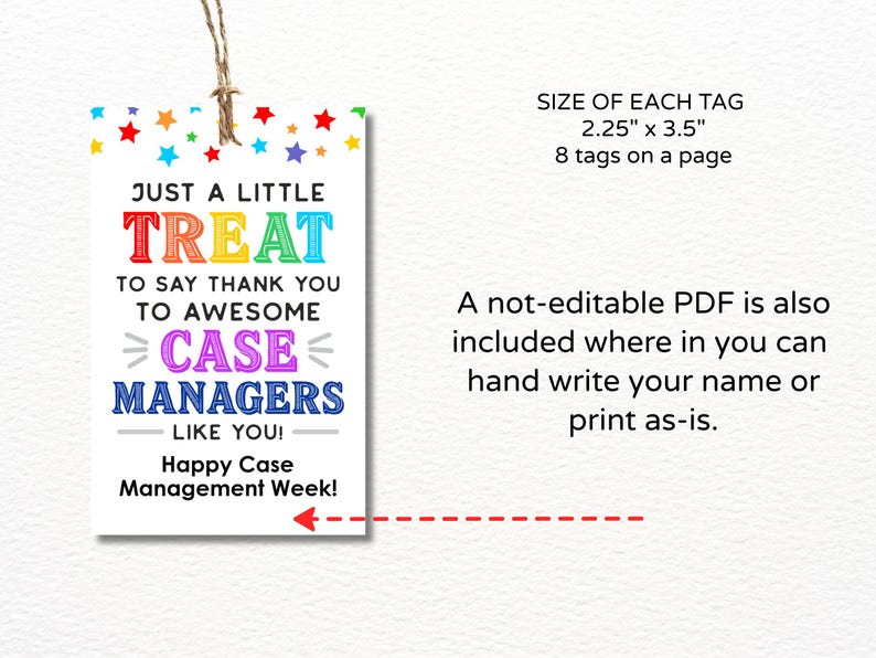 Case Manager Week Treat Tags Printable / Case Manager Gift Tags / Case ...