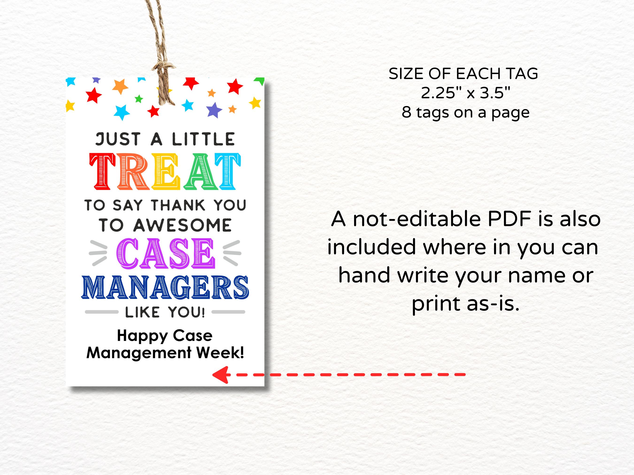 Case Manager Week Treat Tags Printable / Case Manager Gift Tags / Case ...