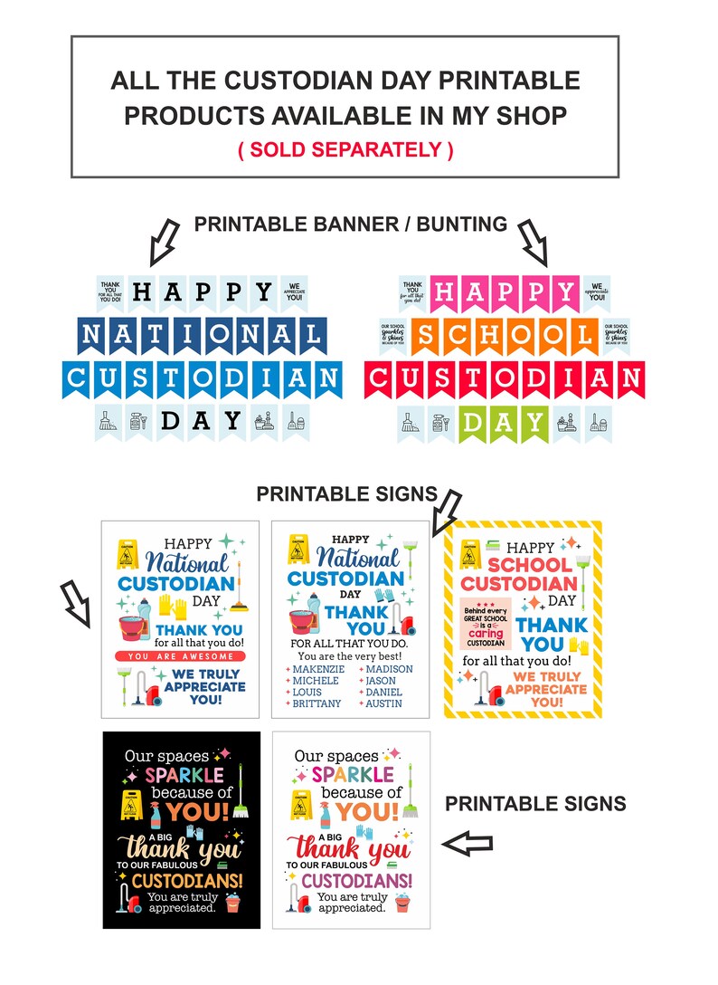 School Custodian Day Sign Printable / School Custodian Appreciation ...