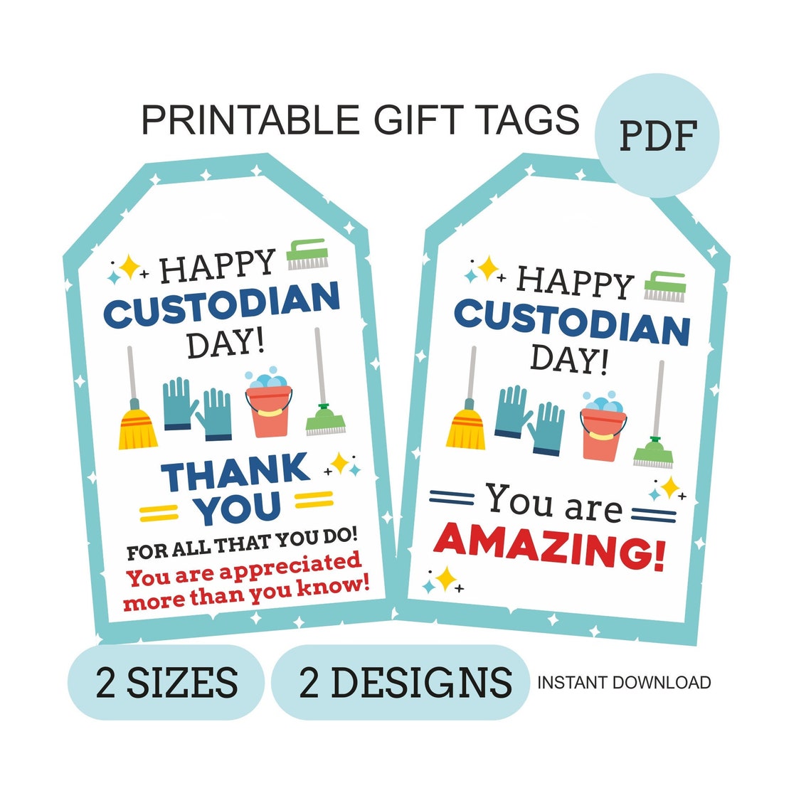 Custodian Day Appreciation Tag Printable / School Custodian Day Tag ...