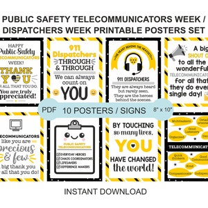 Telecommunicator Week Signs Set of 10 / 911 Dispatcher Appreciation ...
