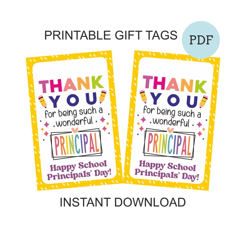 Principal Day Tag Printable / School Principals Day Gift Tags ...