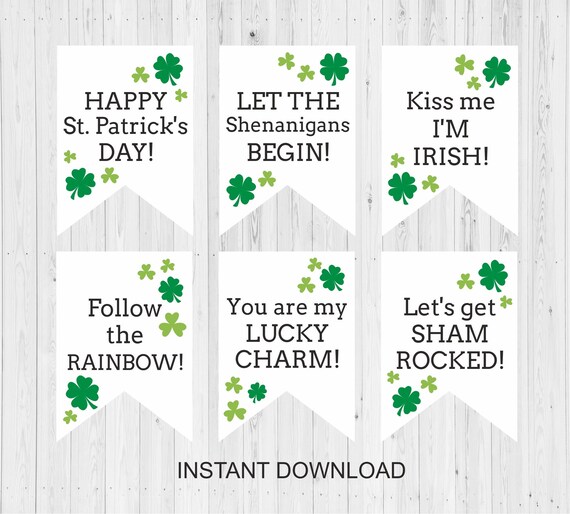 St Patricks Day Pennant Flags Printable / Printable St | Etsy