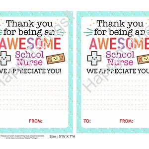 School Nurse Gift Card Holder Printable / School Nurse Appreciation ...