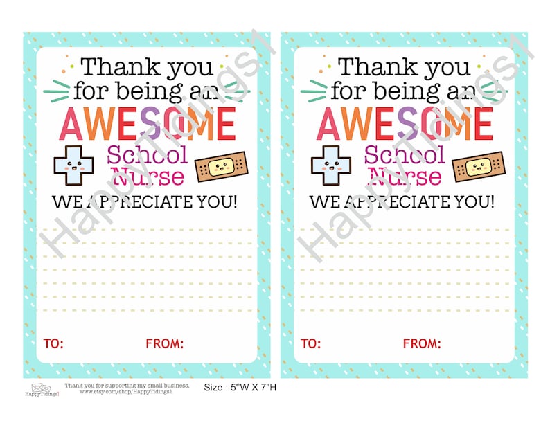 School Nurse Gift Card Holder Printable / School Nurse Appreciation ...