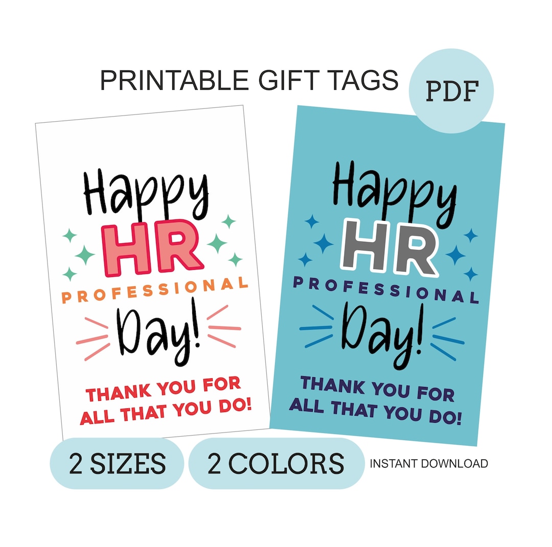 HR Professional Day Gift Tag Printable / Hr Appreciation Tag / Human ...
