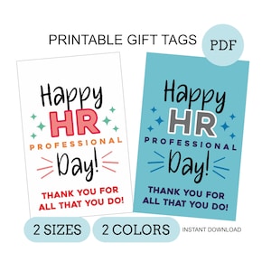 HR Professional Day Gift Tag Printable / Hr Appreciation Tag / Human ...