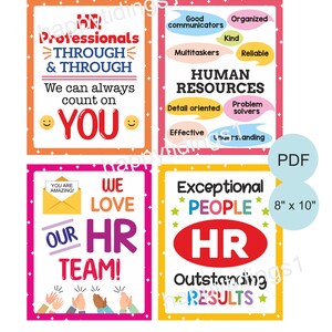 HR Day Appreciation Posters Set of 8 Printable / Human Resource ...