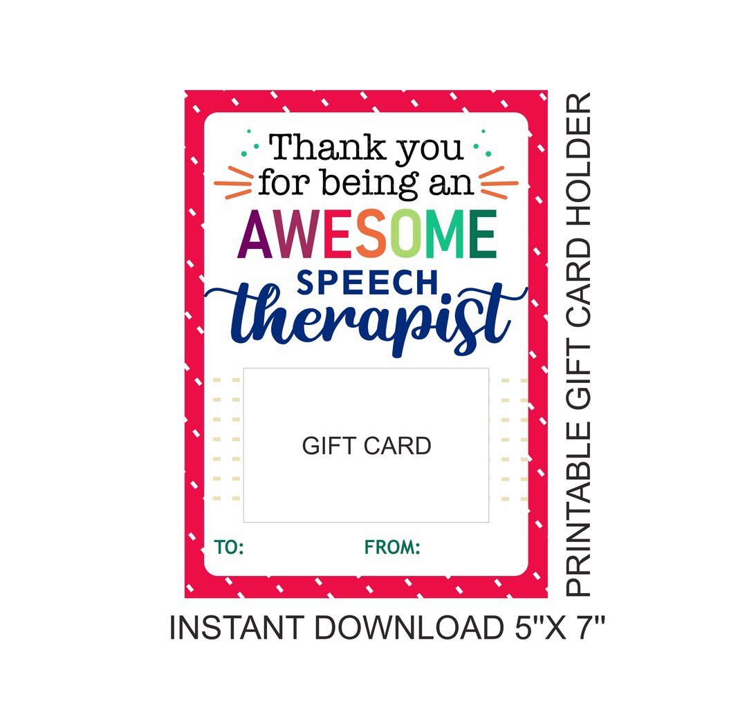 Speech Therapist Gift Card Holder Printable / Speech Language ...