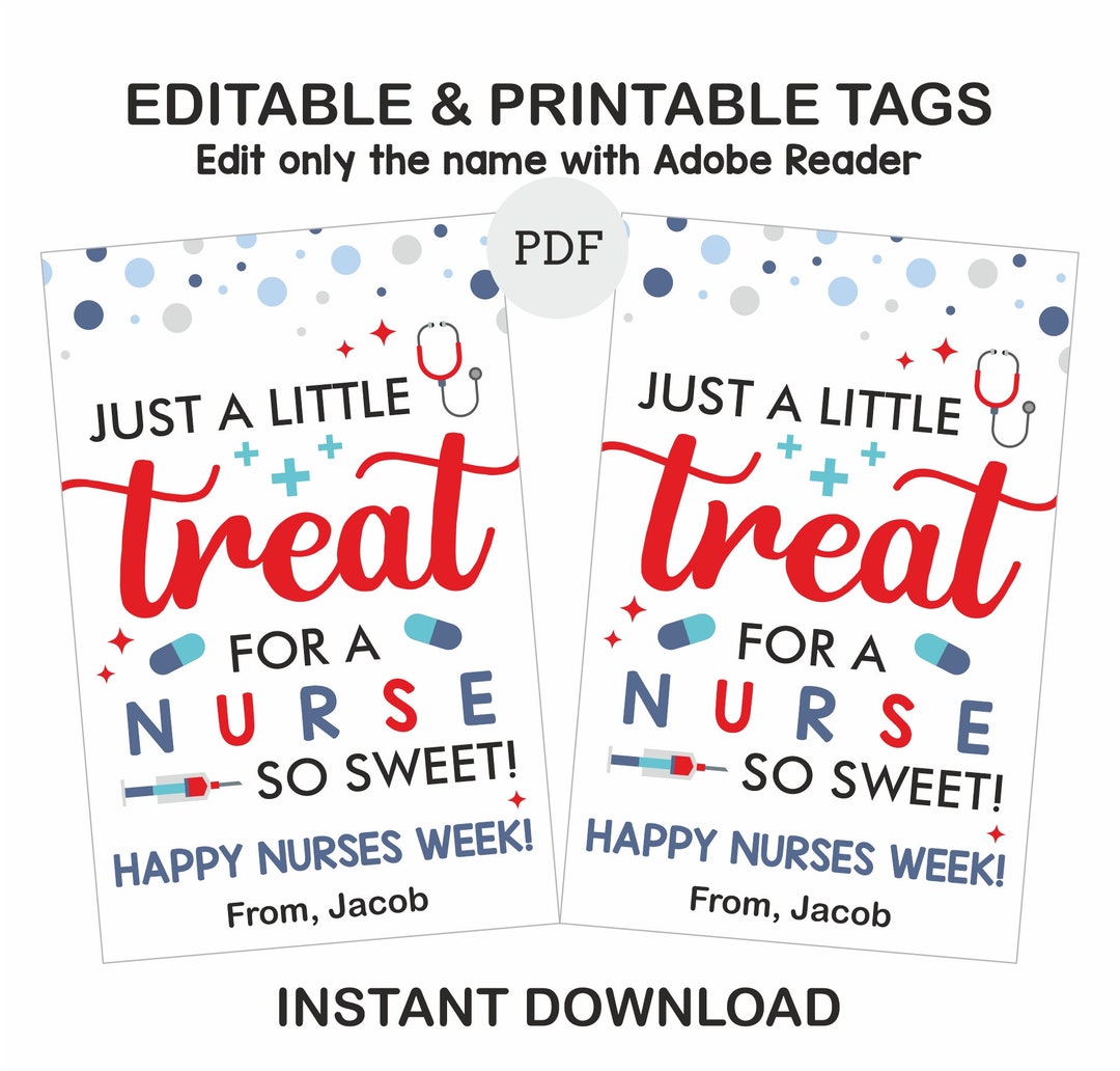 Editable Nurse Week Tags Printable / Nurse Treat Tags / Nurse Week ...