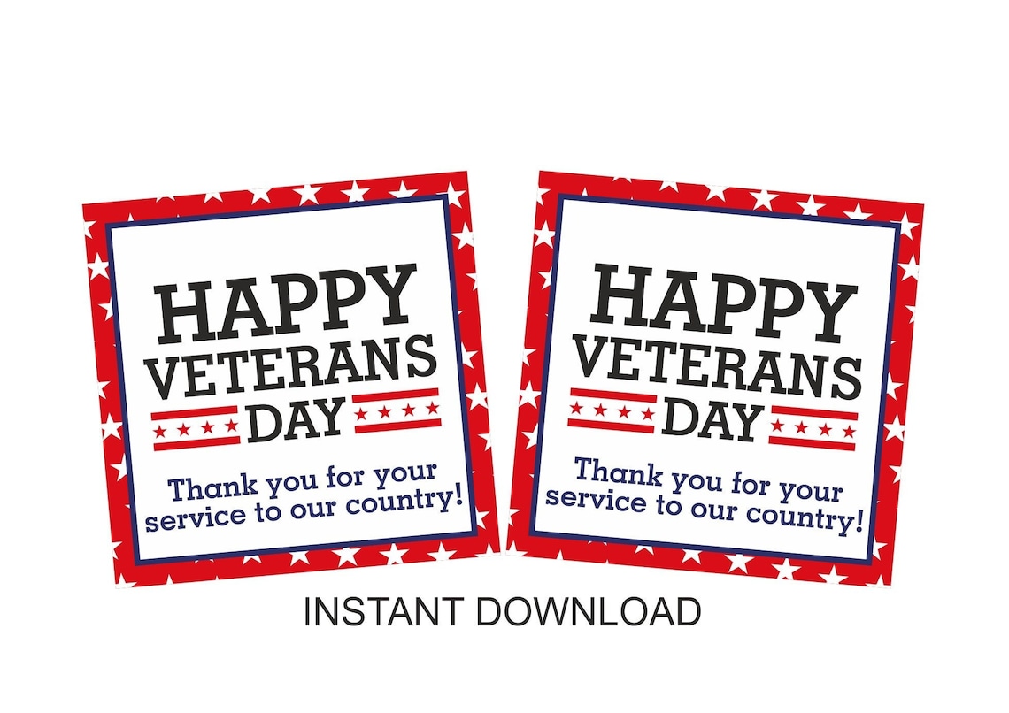 Veterans Day Gift Tags Printable / Printable Veterans Day Tags - Etsy