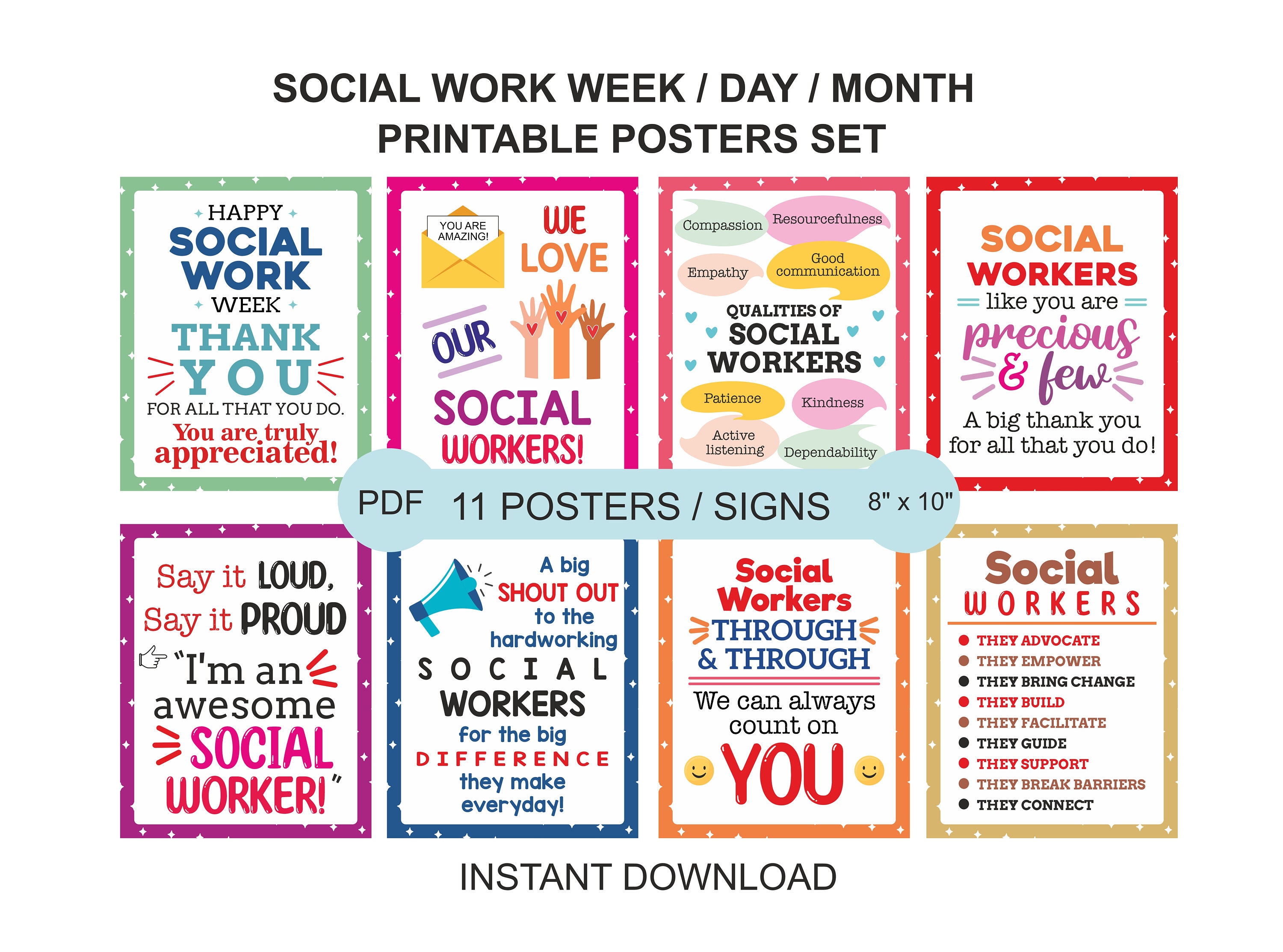 Social Worker Appreciation Signs Printable / Social Worker Week / Month ...