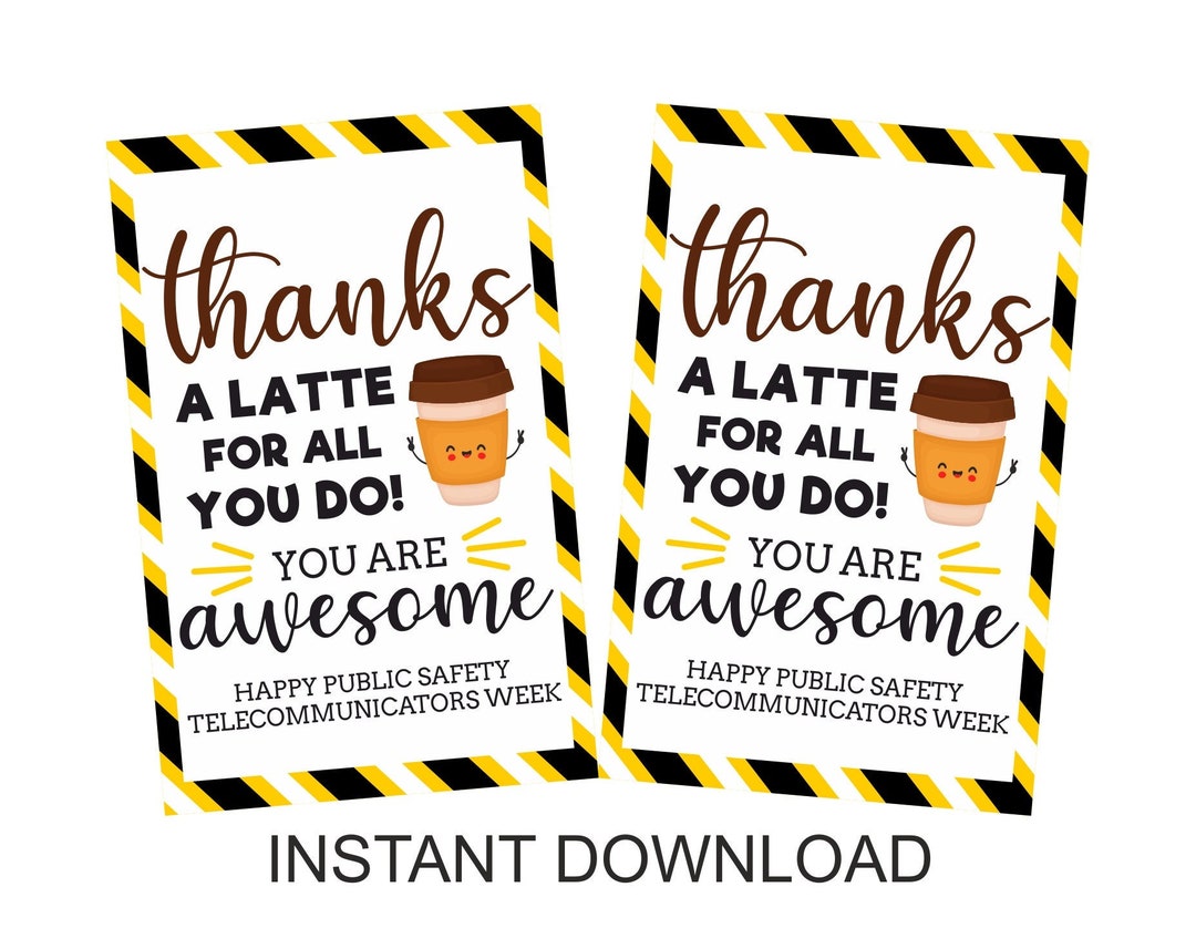 Telecommunicator Coffee Gift Tag Printable / Dispatcher Thank You Tag ...