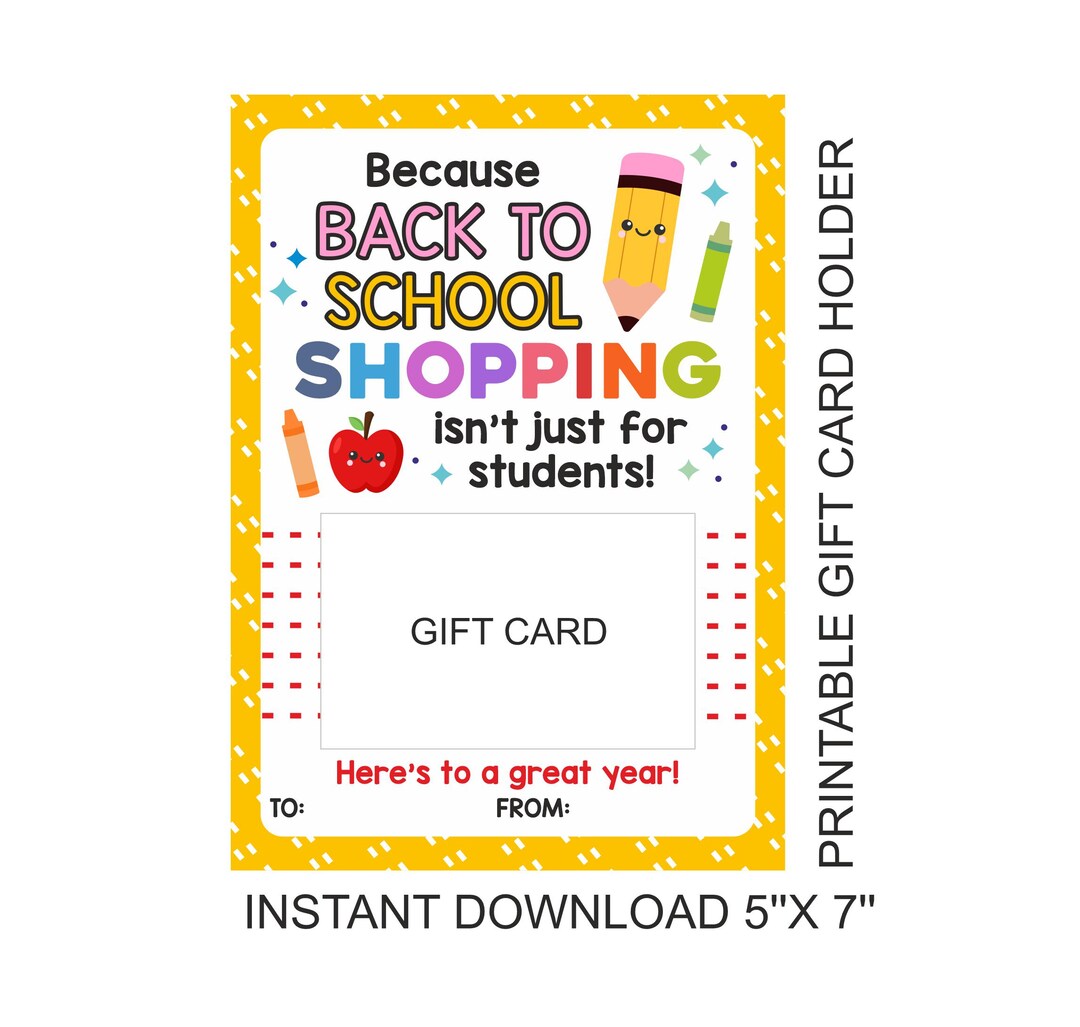 First Day of School Gift Card Holder for Teacher Printable / First Day ...