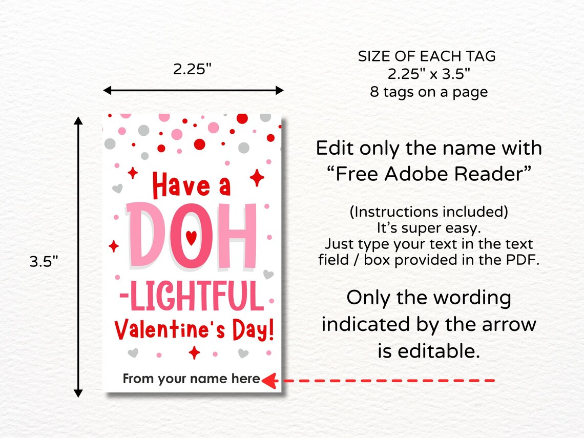 Valentine Play Dough Gift Tags Printable / Play Doh Tags / Valentine's ...