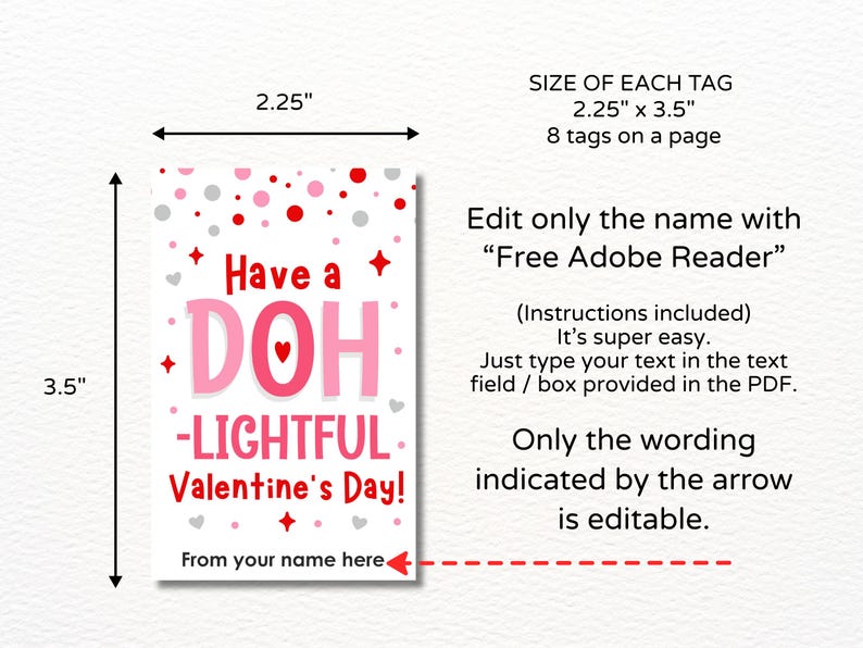 Valentine Play Dough Gift Tags Printable / Play Doh Tags / Valentine's ...