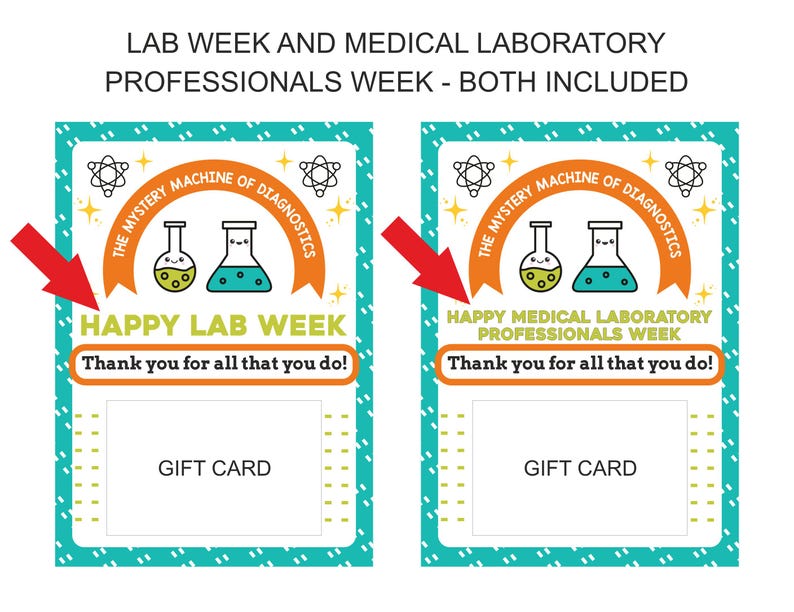 Lab Week Gift Card Holder Printable / Medical Laboratory Professionals ...