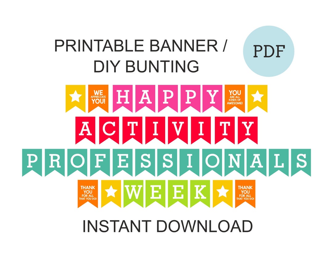 Happy Activity Professionals Week Banner Printable / Activity ...