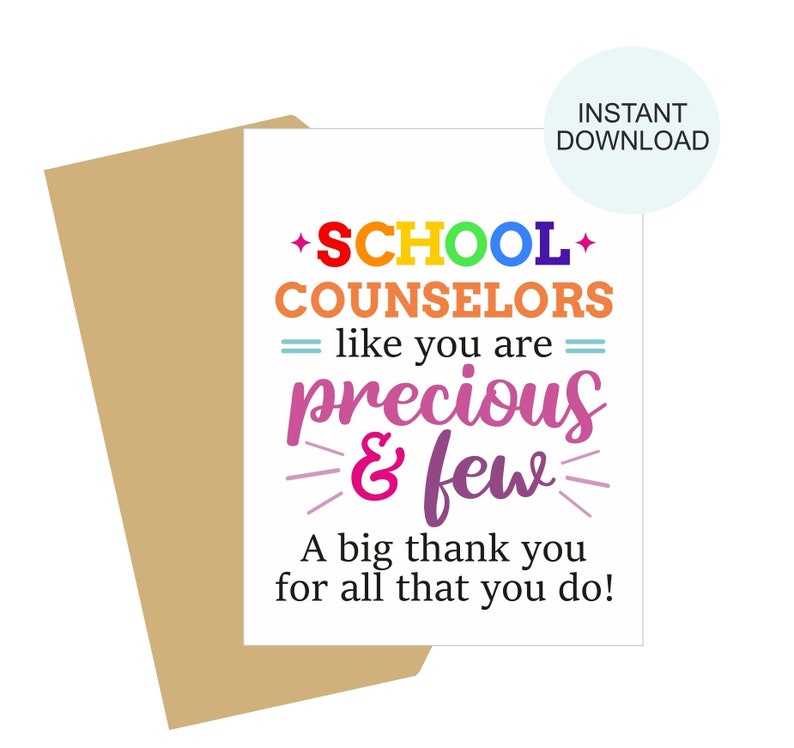 School Counselor Appreciation Card Printable / School - Etsy