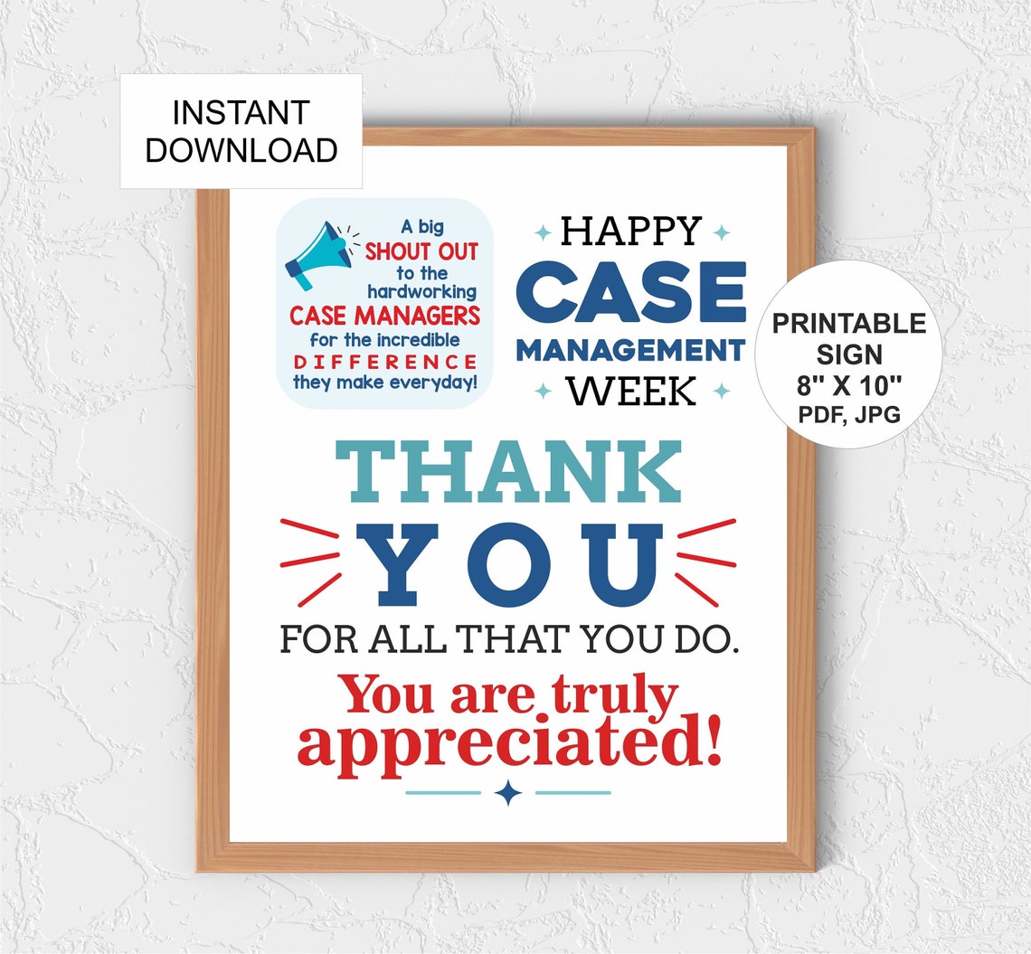 Case Management Week Sign Printable / Case Managers Week Poster / Case ...