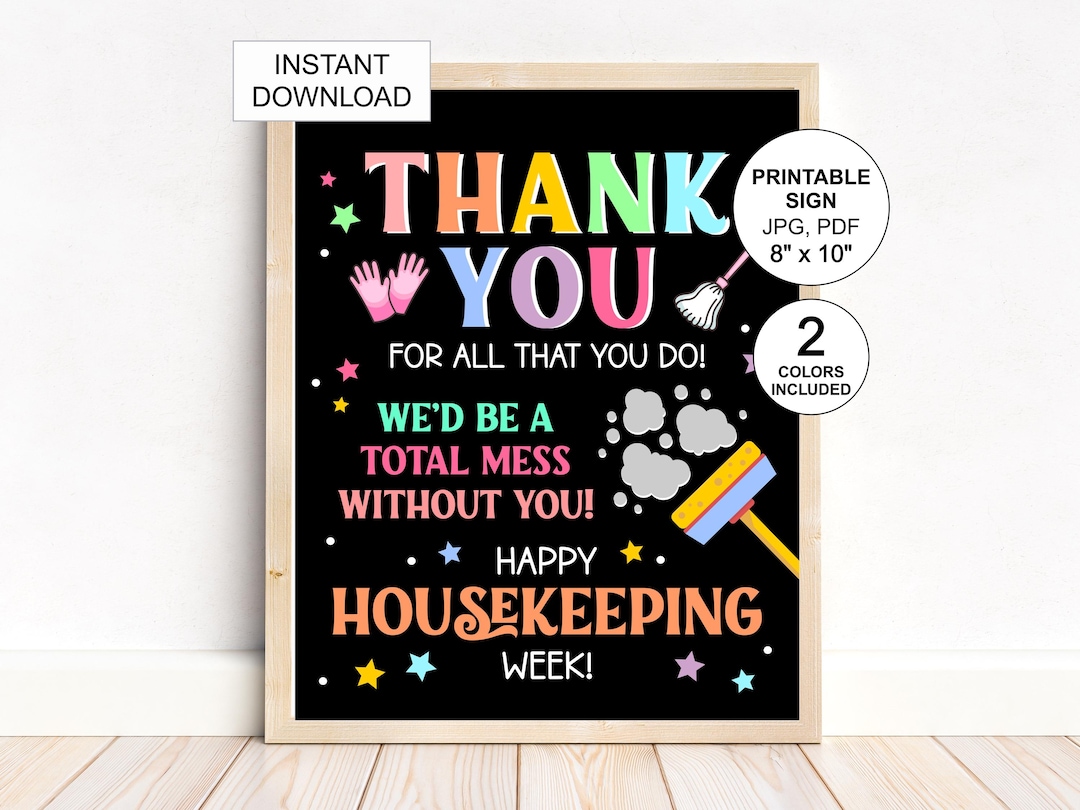 Housekeeping Week Poster Printable / Housekeeping Service Week Sign ...