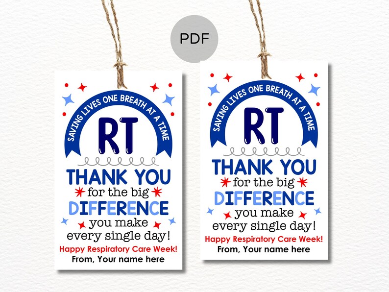 Respiratory Care Week Tags Printable / Respiratory Care Week Gift Tags ...